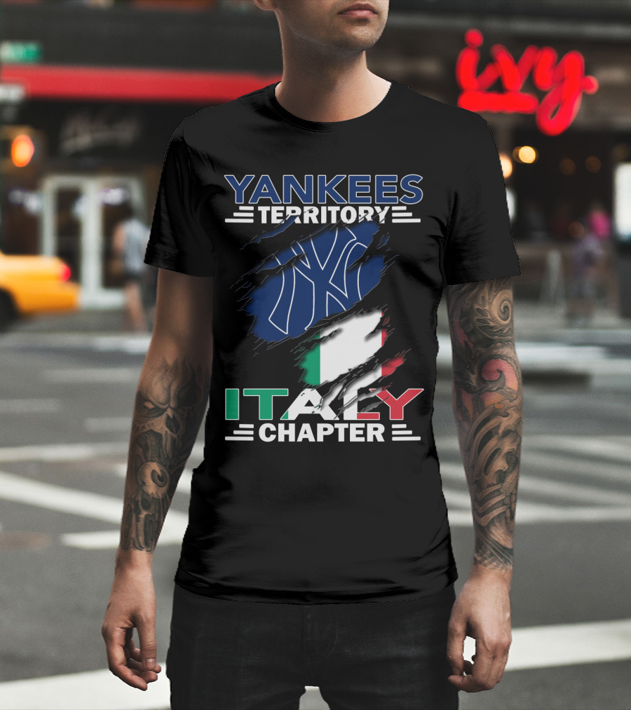 YANKEES TERRITORY ITALY CHAPTER NY LOGO ITALIAN FLAG T-Shirt