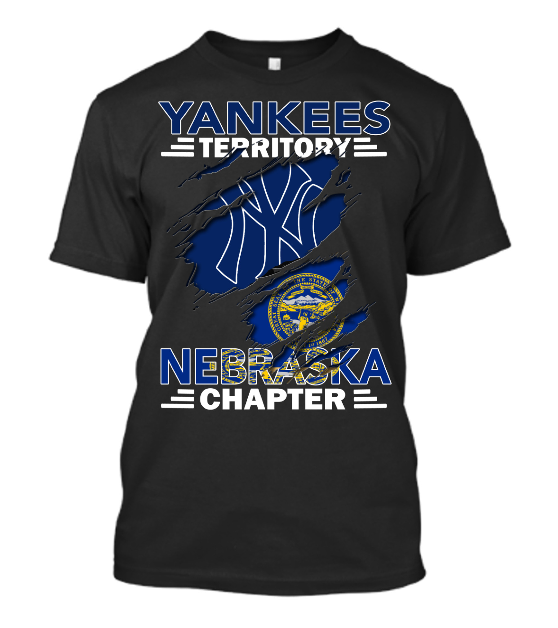Yankees Territory Nebraska Chapter Yankees Logo Nebraska Seal T-Shirt