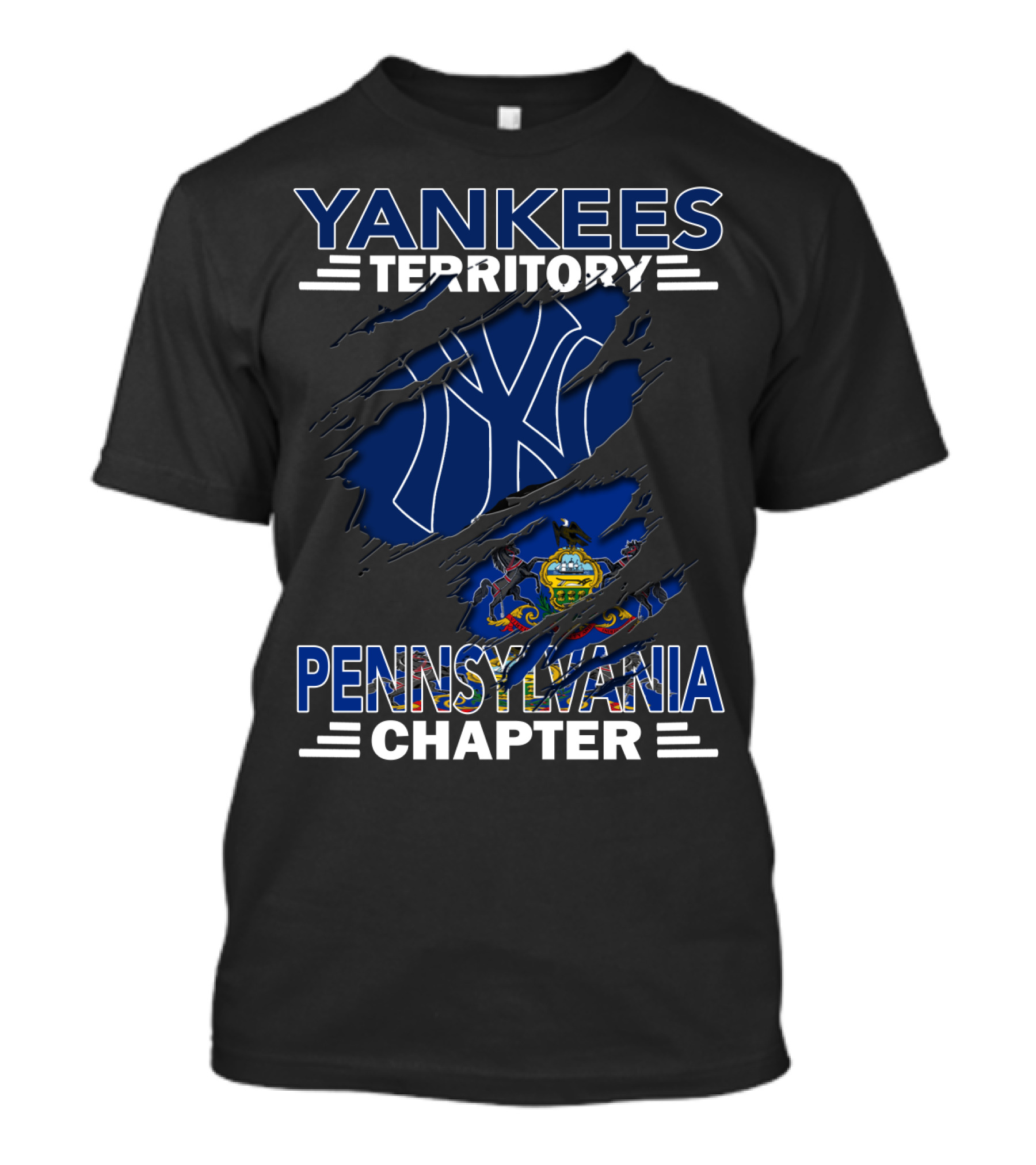 Yankees Territory Pennsylvania Chapter Yankees Logo And Pennsylvania Flag T-Shirt
