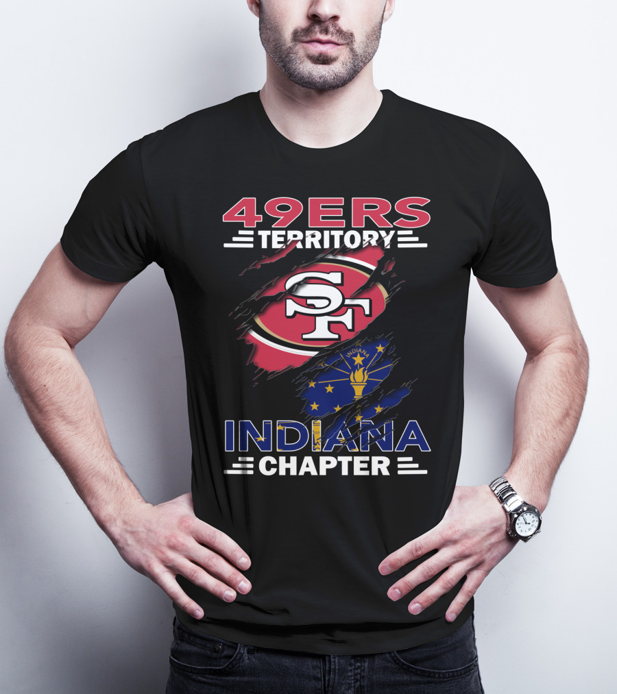 49ers Territory Indiana Chapter SF Logo Indiana Flag T-Shirt