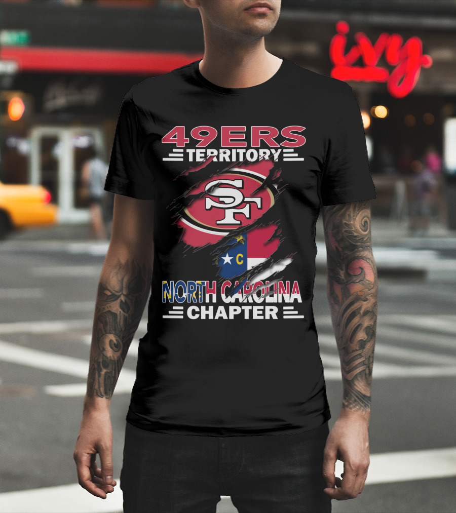 49ers Territory North Carolina Chapter SF Logo North Carolina Flag T-Shirt