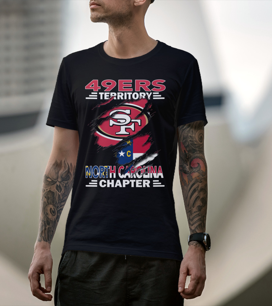 49ers Territory North Carolina Chapter SF Logo North Carolina Flag T-Shirt