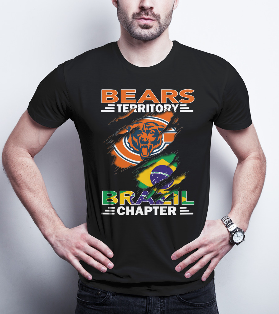Bears Territory Brazil Chapter Chicago Bears Fan Club Brazil Flag T-Shirt