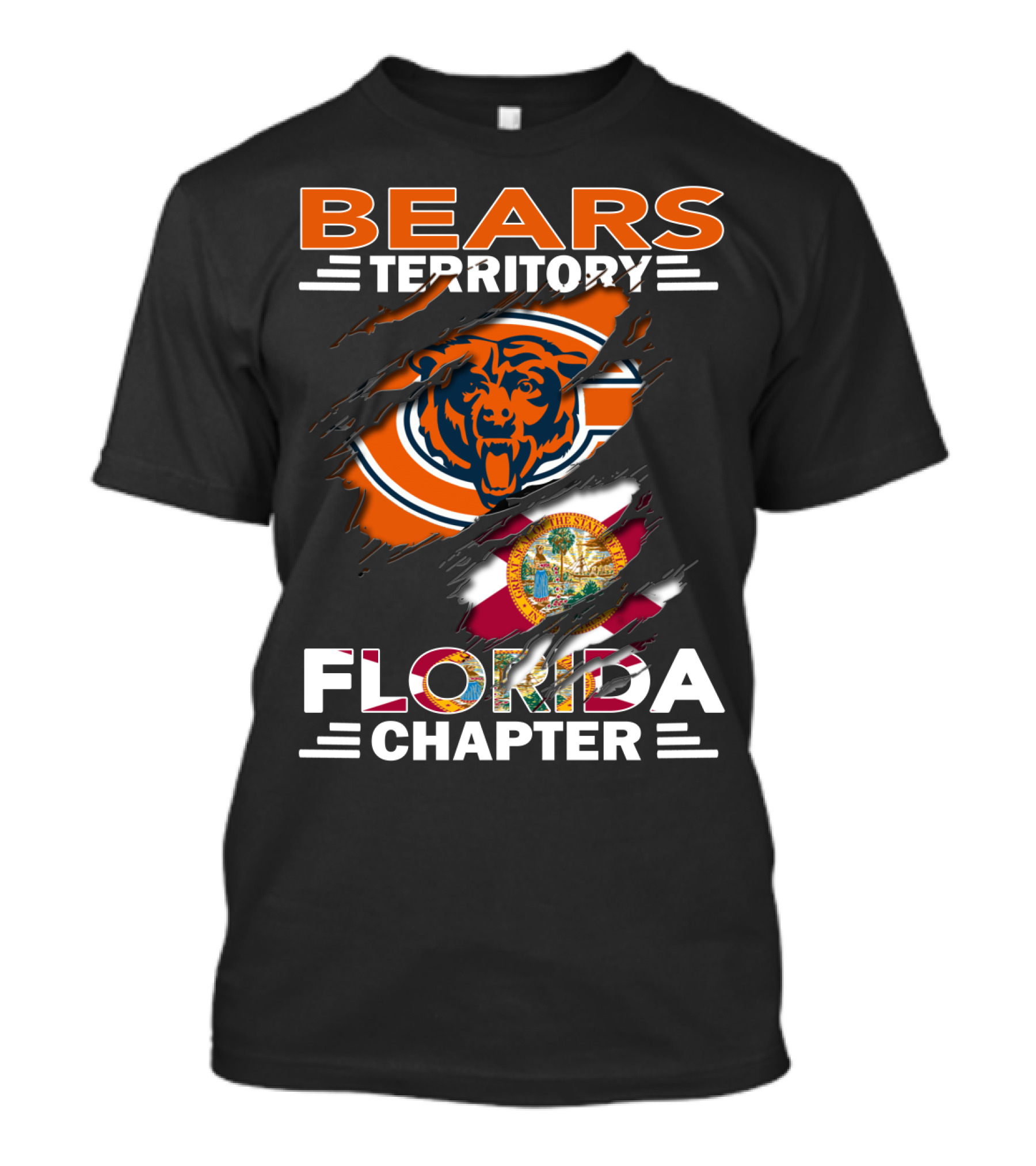 Bears Territory Florida Chapter Chicago Bears Logo And Florida State Flag T-Shirt