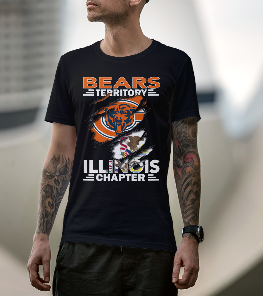 Bears Territory Illinois Chapter Chicago Bears Logo And Illinois State Flag T-Shirt