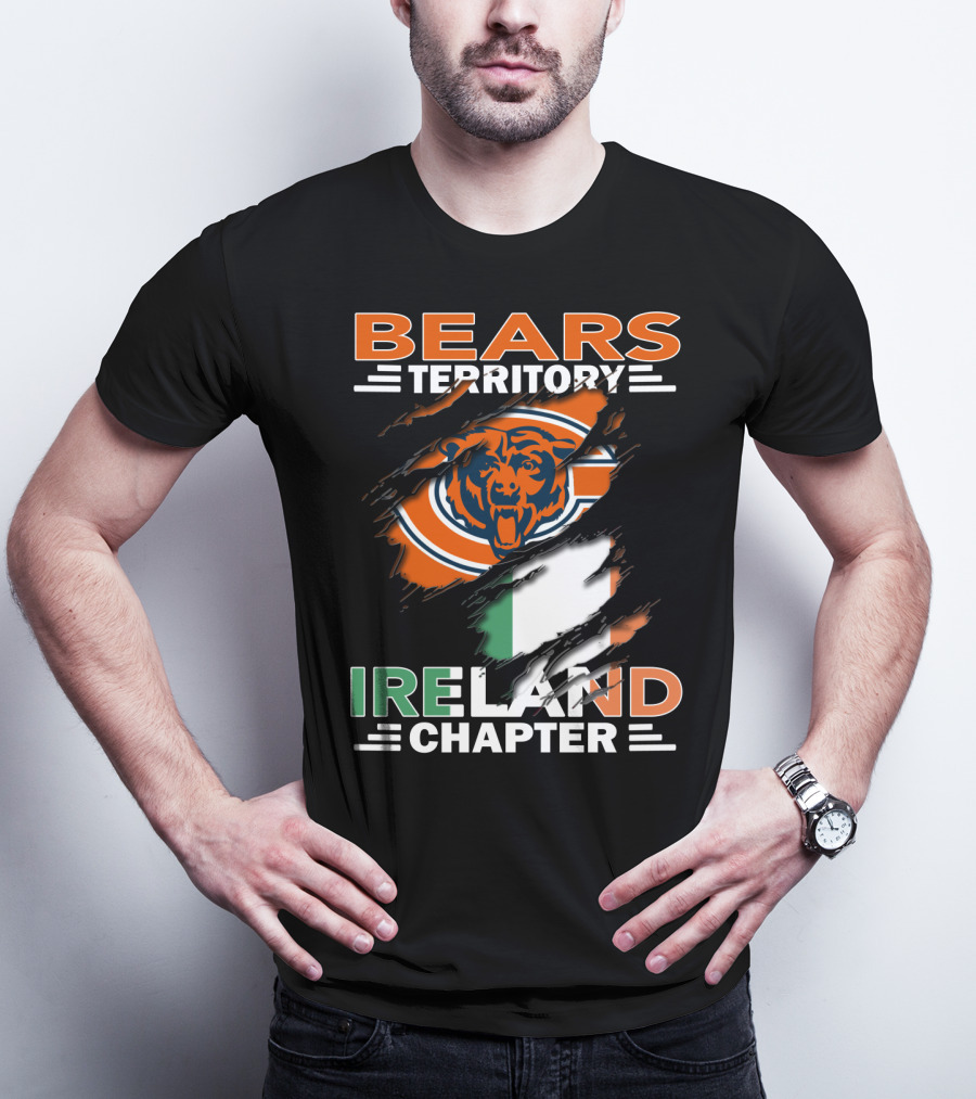 Bears Territory Ireland Chapter Chicago Bears Irish Flag Fan Club T-Shirt