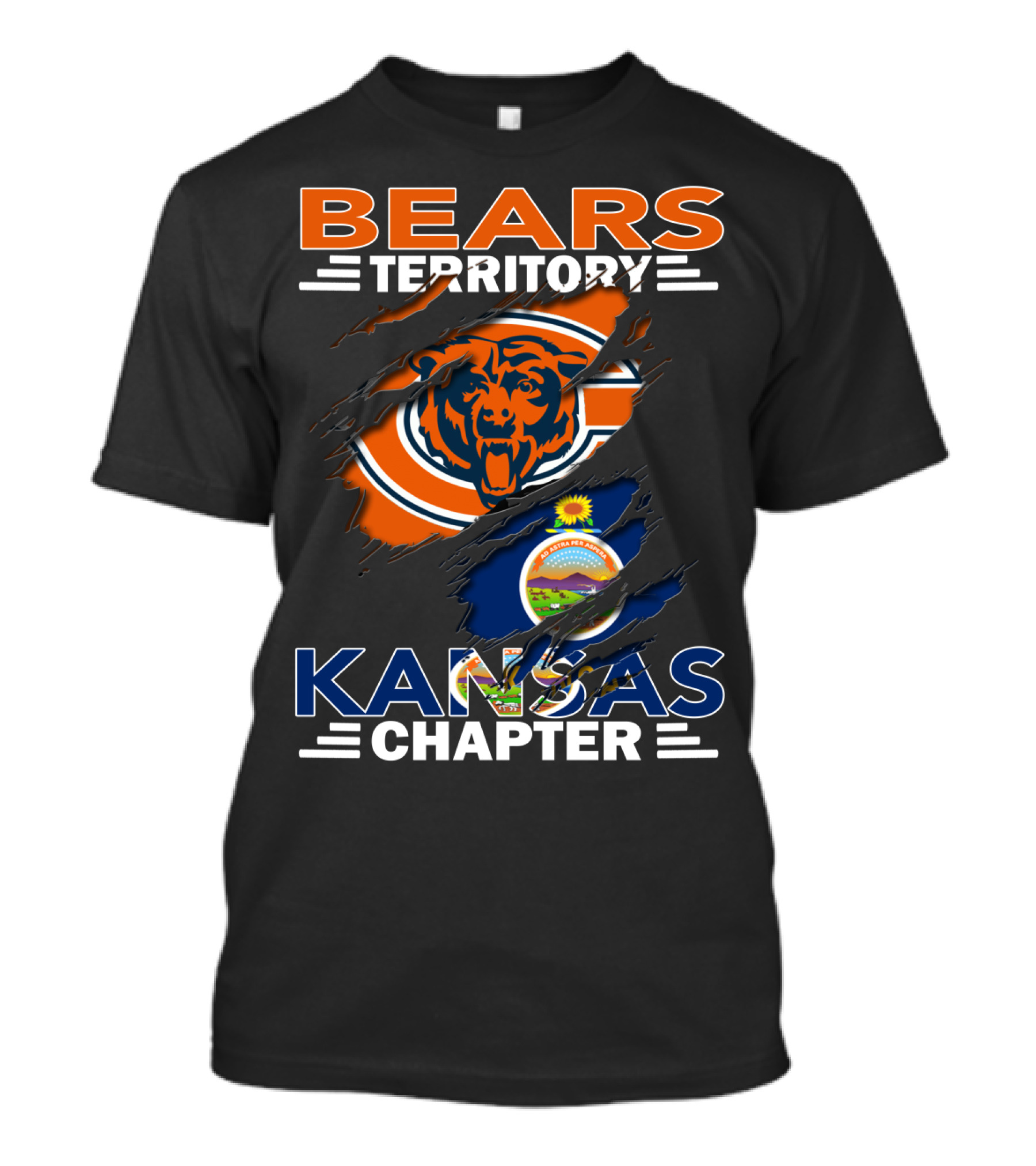 Bears Territory Kansas Chapter Chicago Football Fan Club T-Shirt