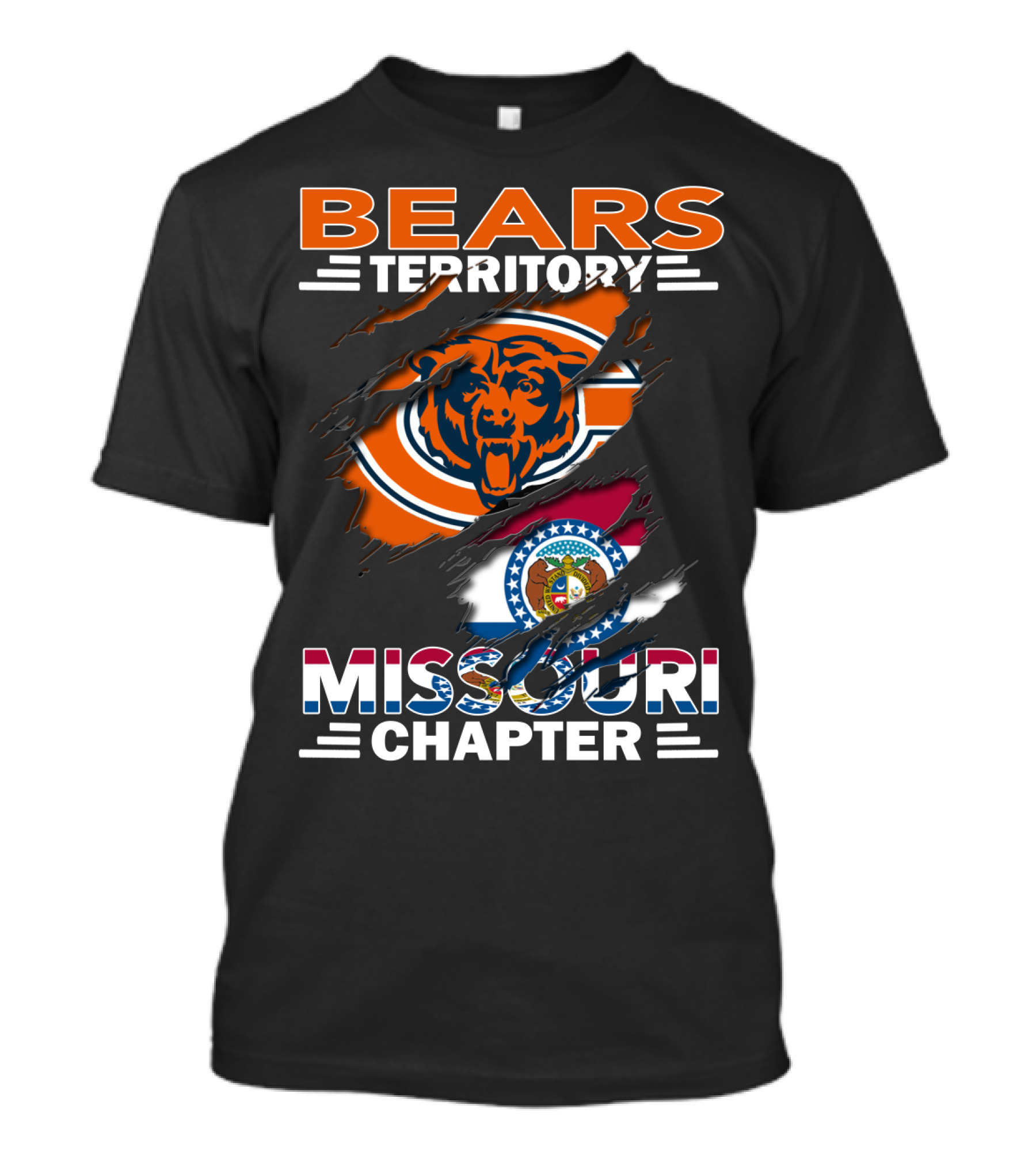Bears Territory Missouri Chapter Chicago Bears And Missouri State Flag T-Shirt