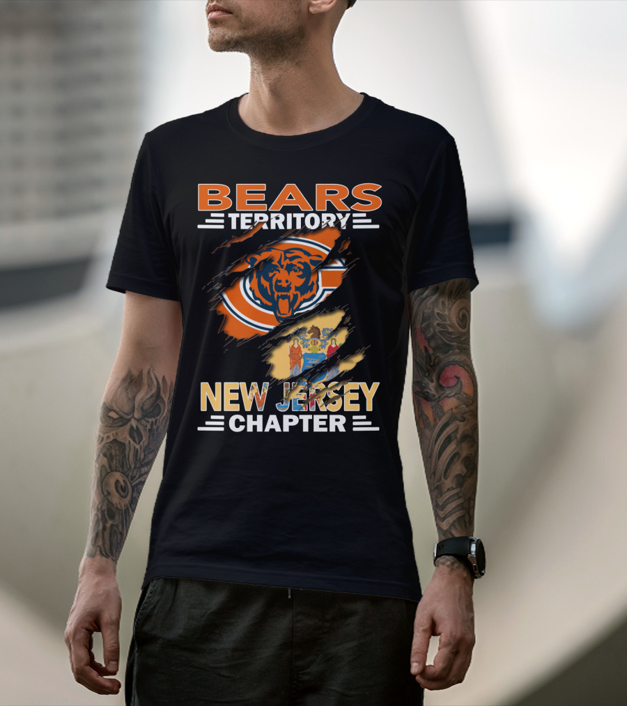Bears Territory New Jersey Chapter Chicago Bears Logo And State Flag Integration T-Shirt