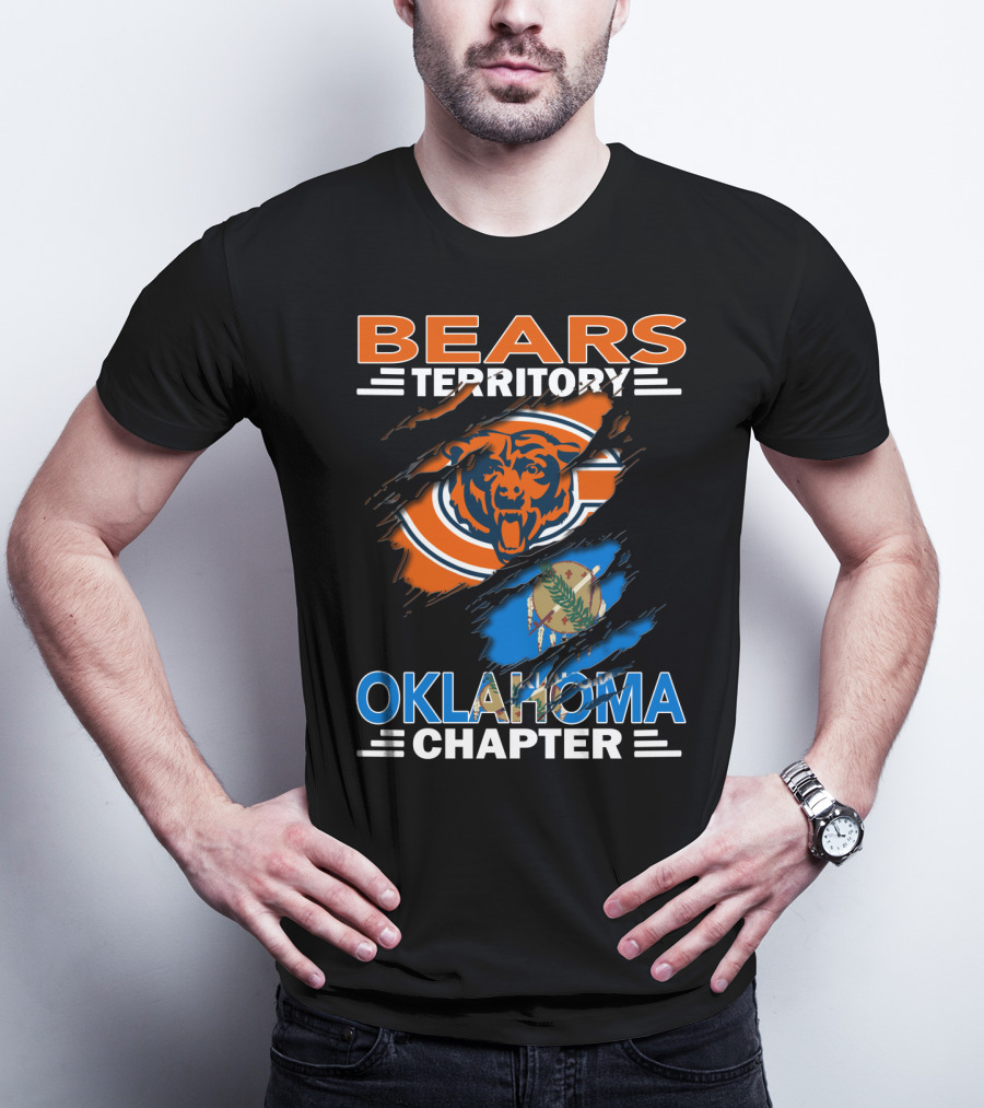 Bears Territory Oklahoma Chapter Chicago Bears Logo With State Flag Background T-Shirt