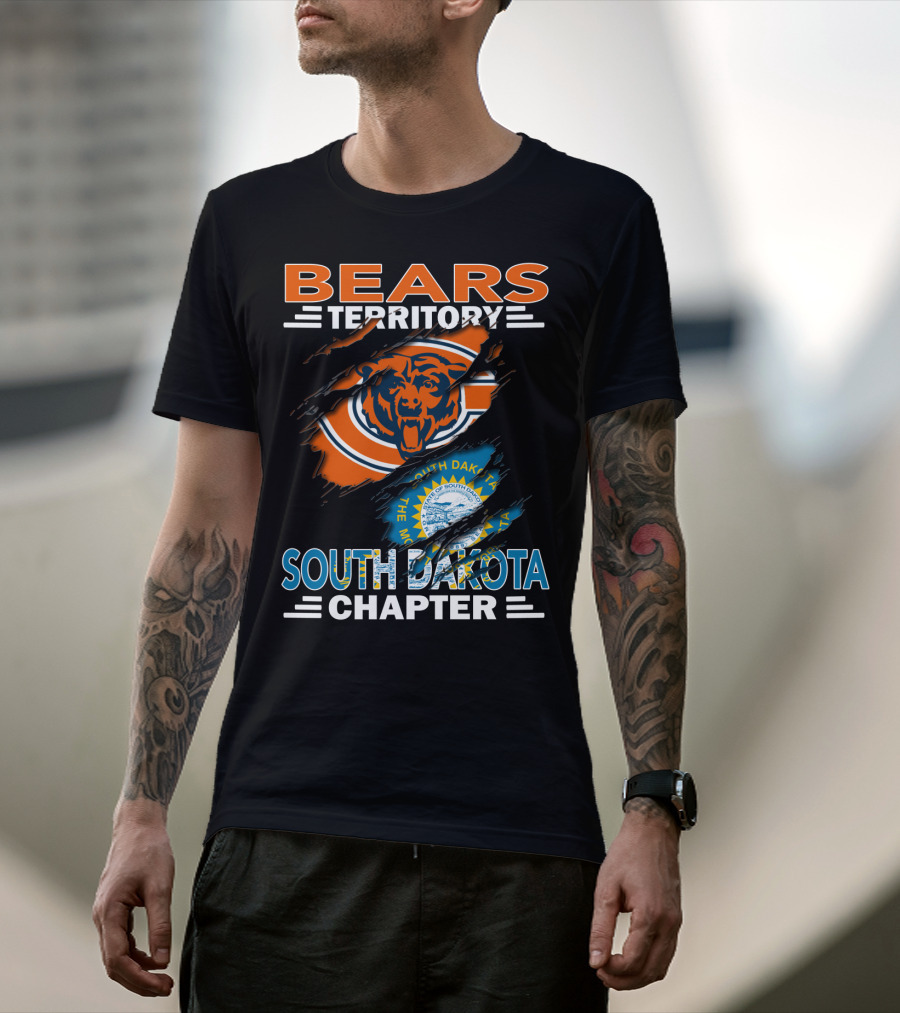 Bears Territory South Dakota Chapter Logo With Chicago Bears And State Emblem T-Shirt