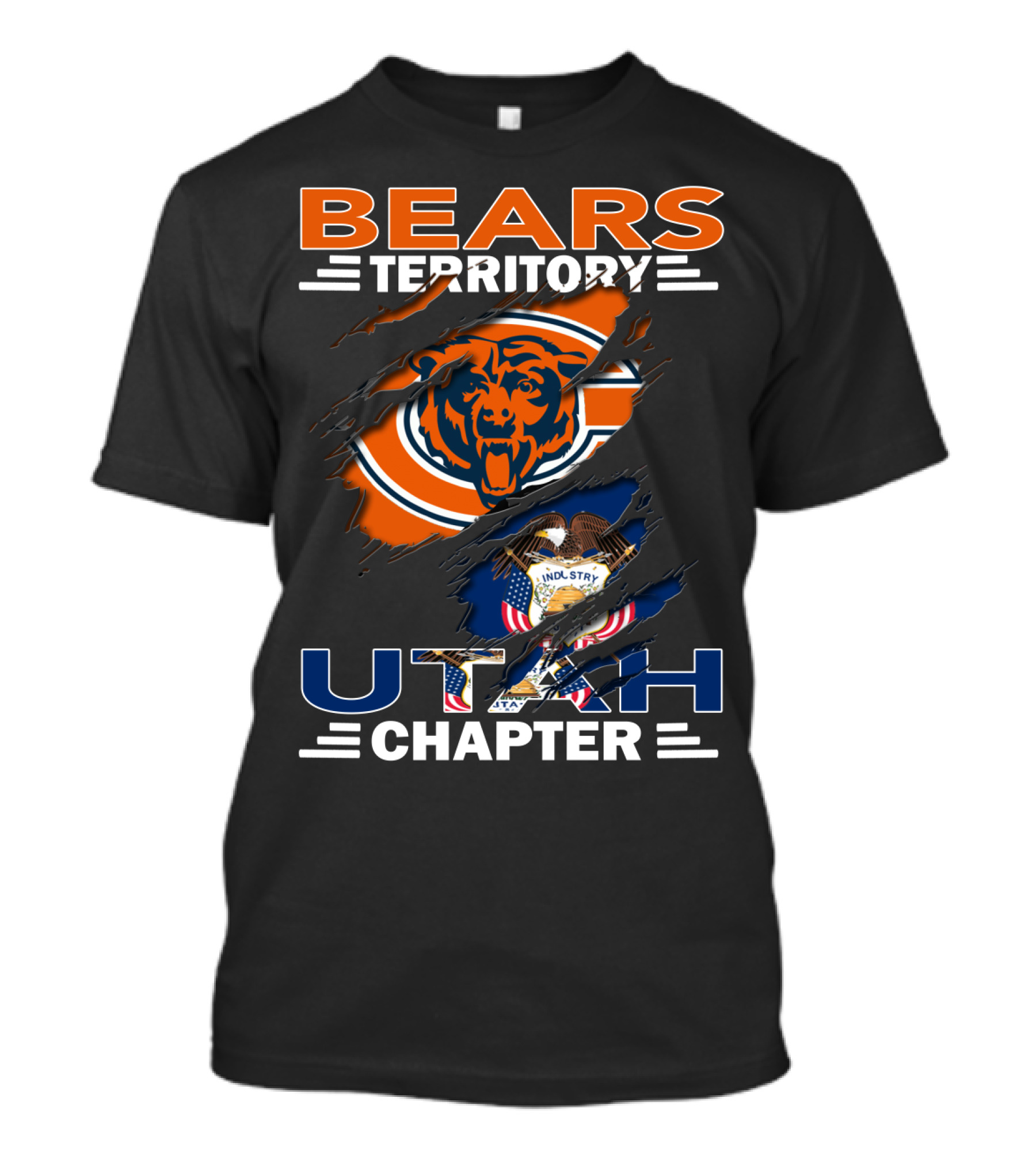 Bears Territory Utah Chapter Chicago Bears Utah State Flag T-Shirt