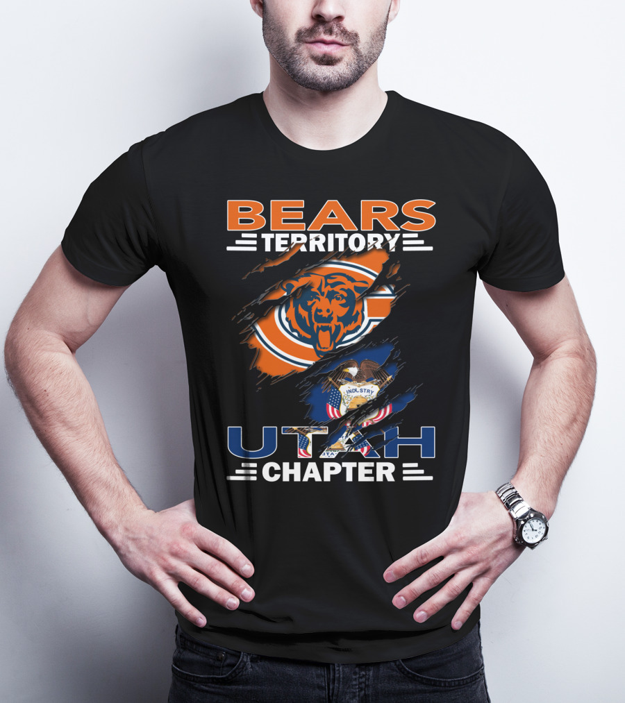 Bears Territory Utah Chapter Chicago Bears Utah State Flag T-Shirt