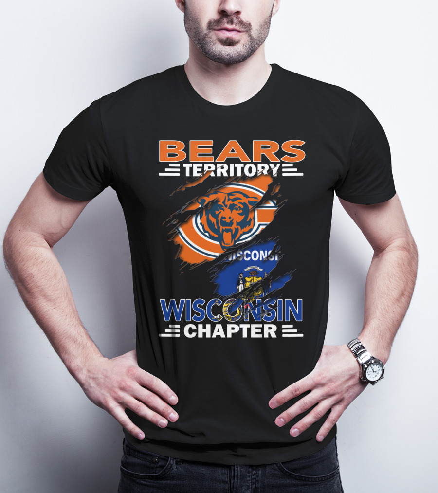 Bears Territory Wisconsin Chapter Chicago Bears Logo With Wisconsin Flag Background T-Shirt