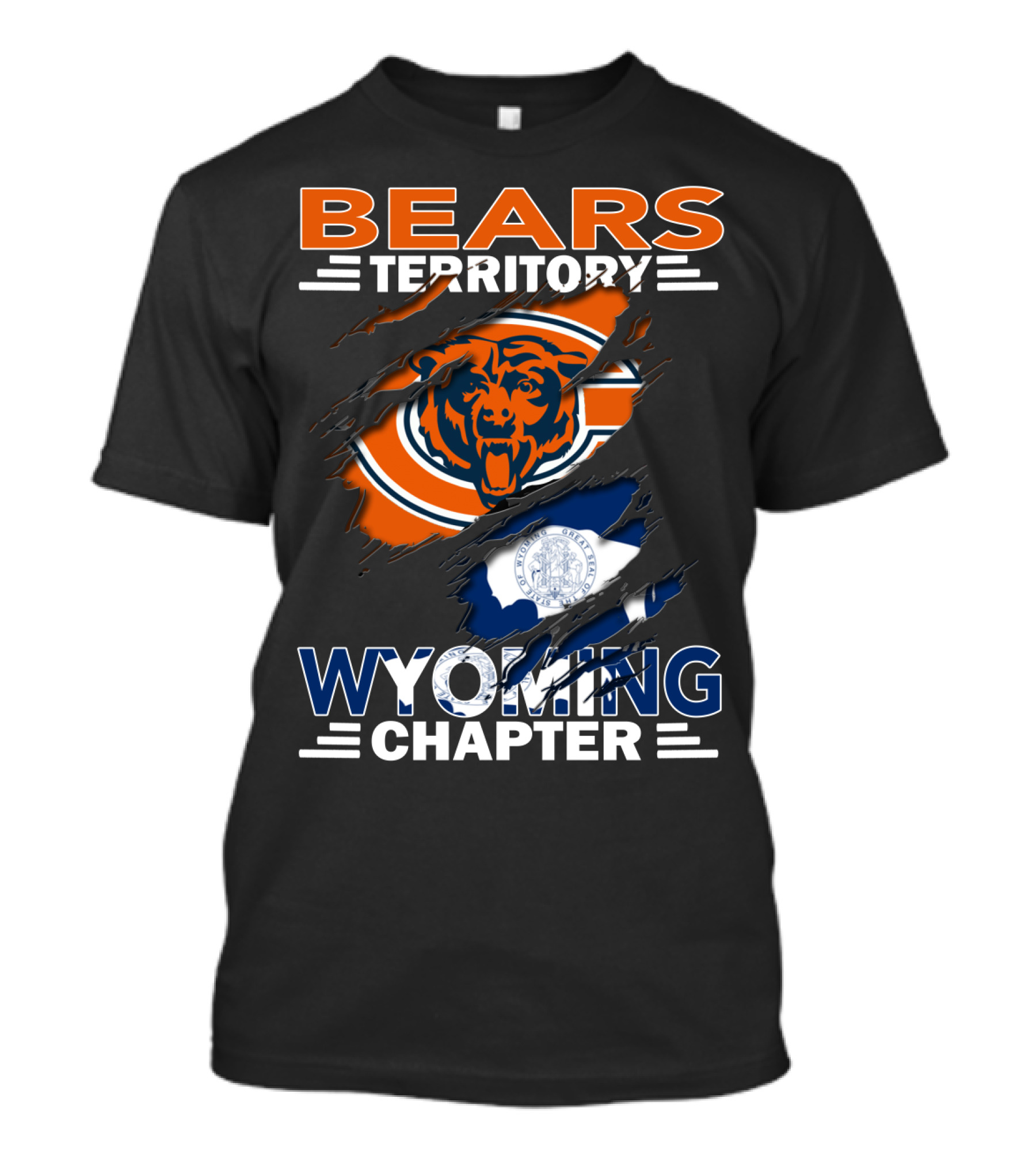 Bears Territory Wyoming Chapter Chicago Bears Logo Wyoming Flag T-Shirt