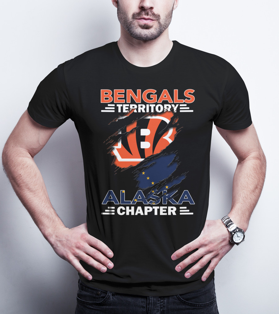 Bengals Territory Alaska Chapter Logo With Torn Effect And Flag Elements T-Shirt
