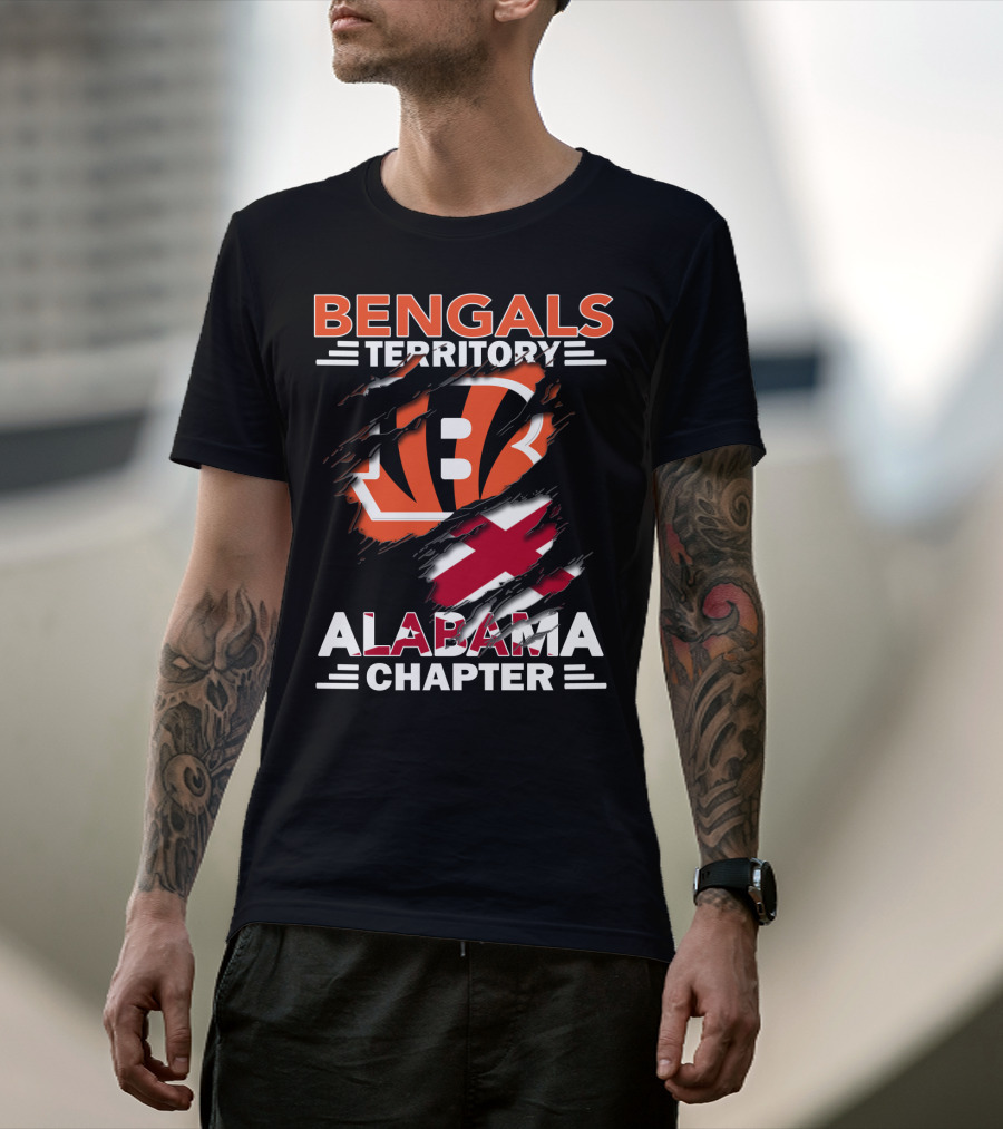 Bengals Territory Alabama Chapter Logo Featuring Torn Flag T-Shirt