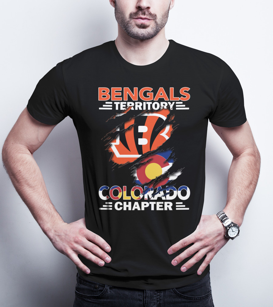 Bengals Territory Colorado Chapter B Logo And Colorado Flag T-Shirt