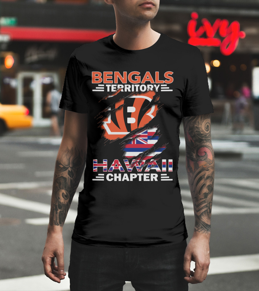 Bengals Territory Hawaii Chapter NFL Logo With Hawaiian Flag Elements T-Shirt