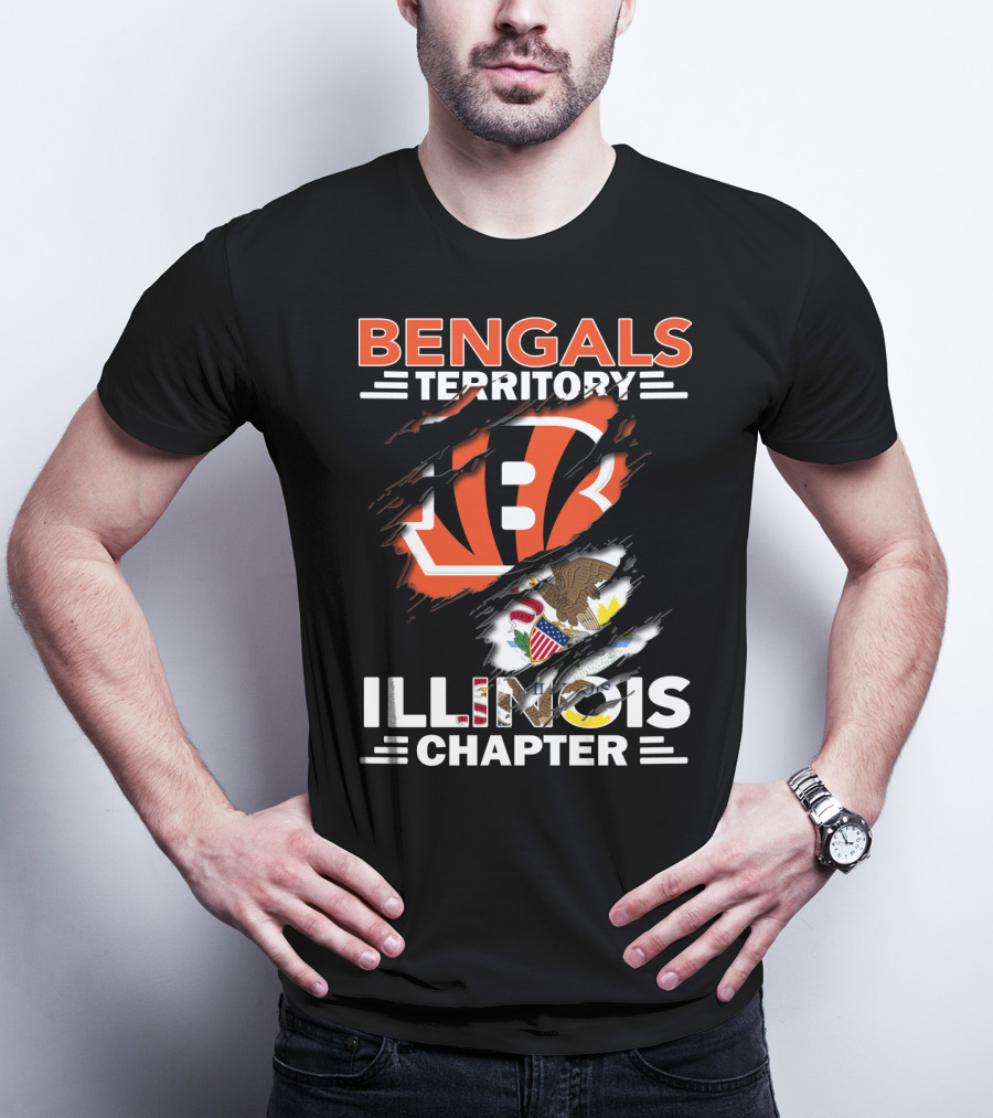 Bengals Territory Illinois Chapter NFL Logo And State Flag T-Shirt