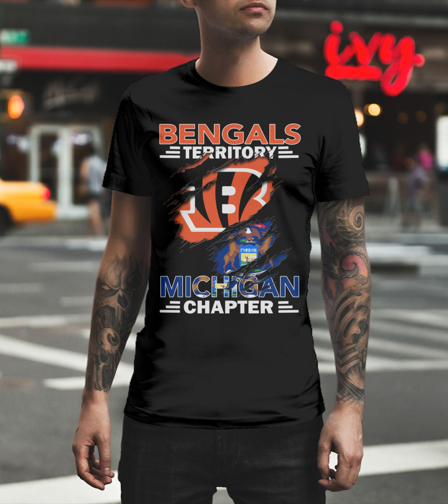 Bengals Territory Michigan Chapter Logo With State Flag Elements T-Shirt