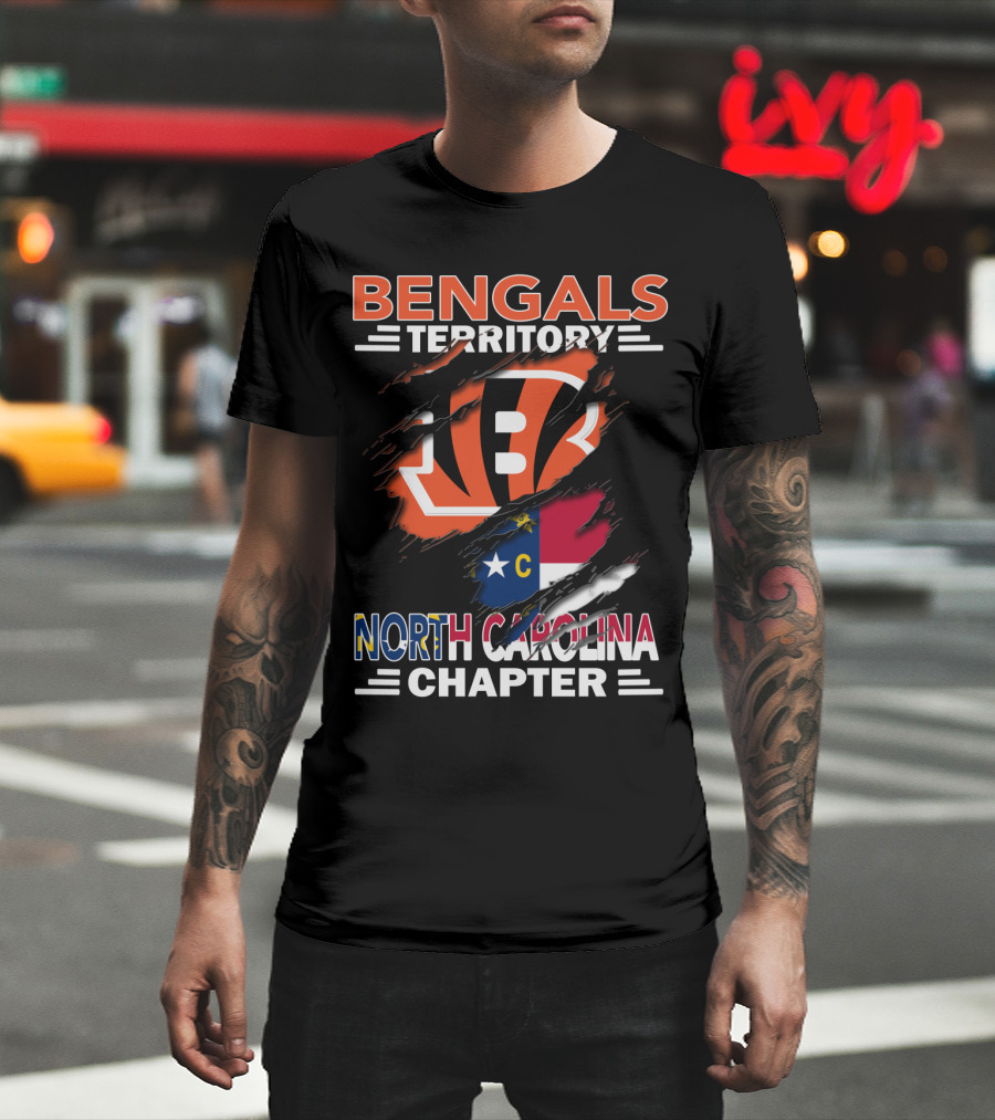 Bengals Territory North Carolina Chapter Flag And Logo Fusion T-Shirt