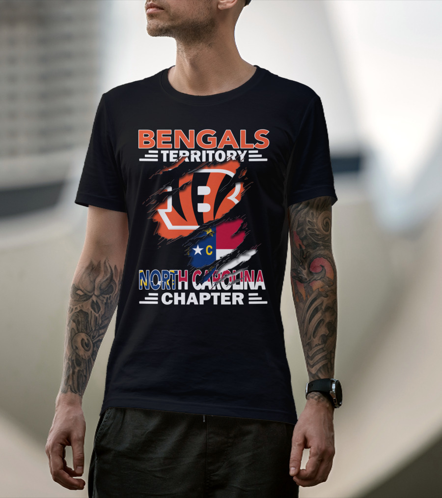 Bengals Territory North Carolina Chapter Flag And Logo Fusion T-Shirt