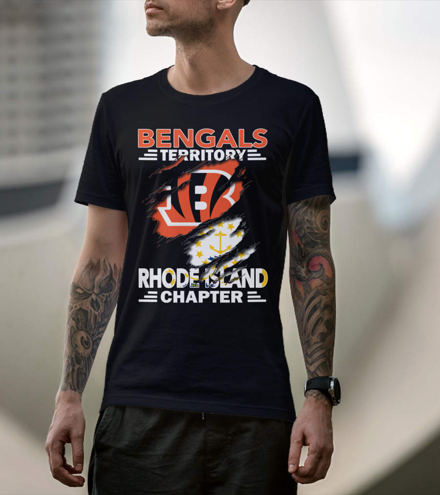 Bengals Territory Rhode Island Chapter Logo With State Flag Elements T-Shirt