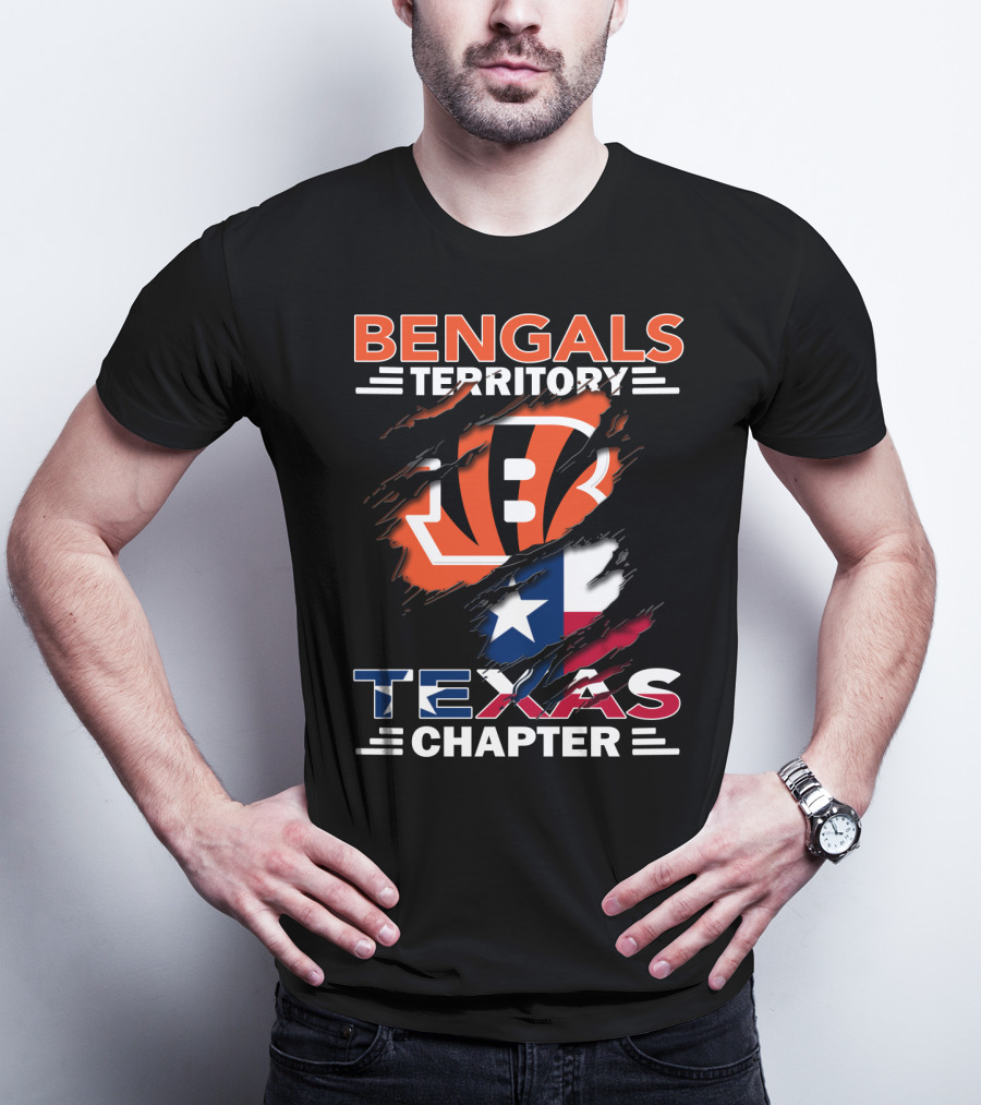 Bengals Territory Texas Chapter Cincinnati Bengals Logo With Texas Flag T-Shirt