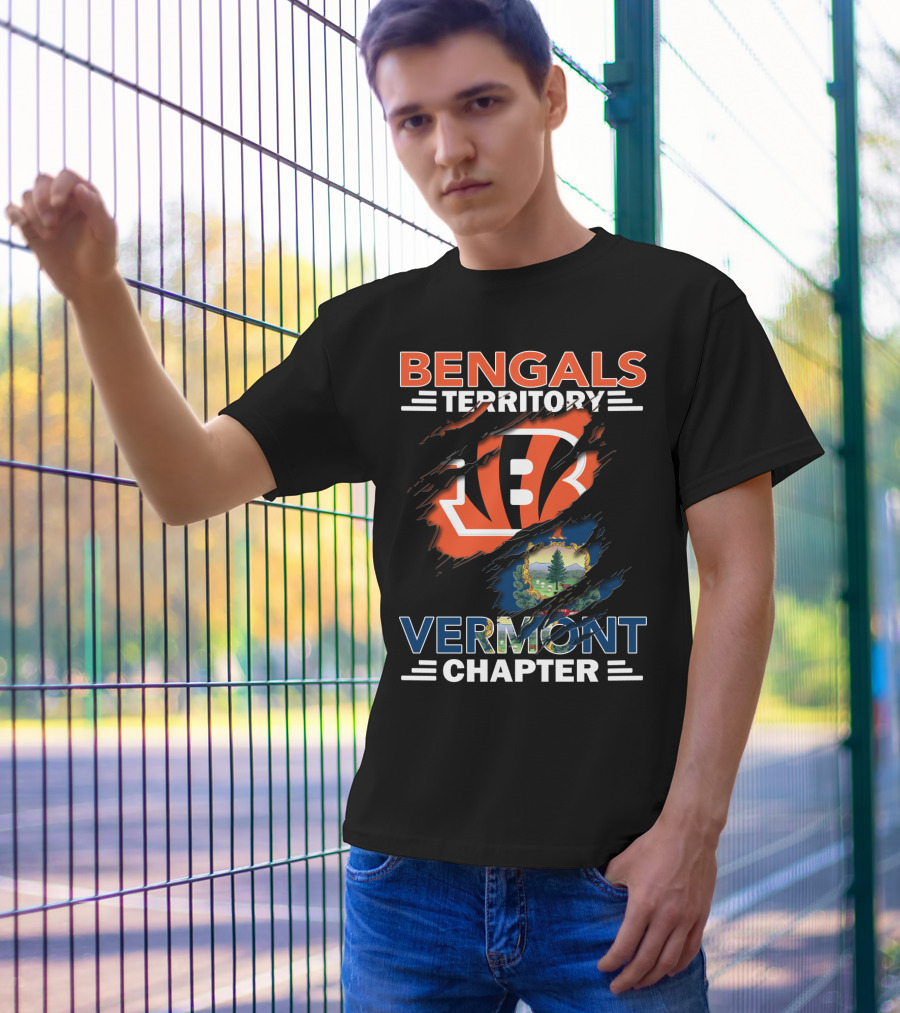 Bengals Territory Vermont Chapter Football Logo And State Flag T-Shirt