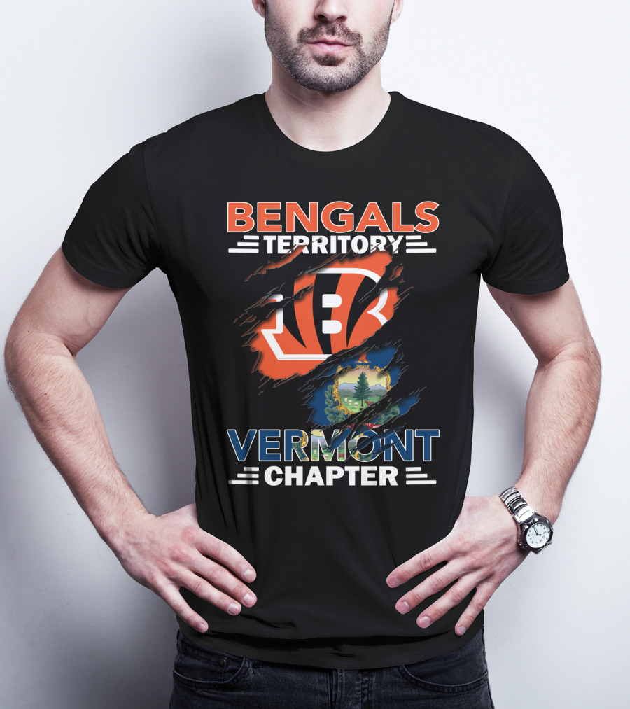 Bengals Territory Vermont Chapter Football Logo And State Flag T-Shirt