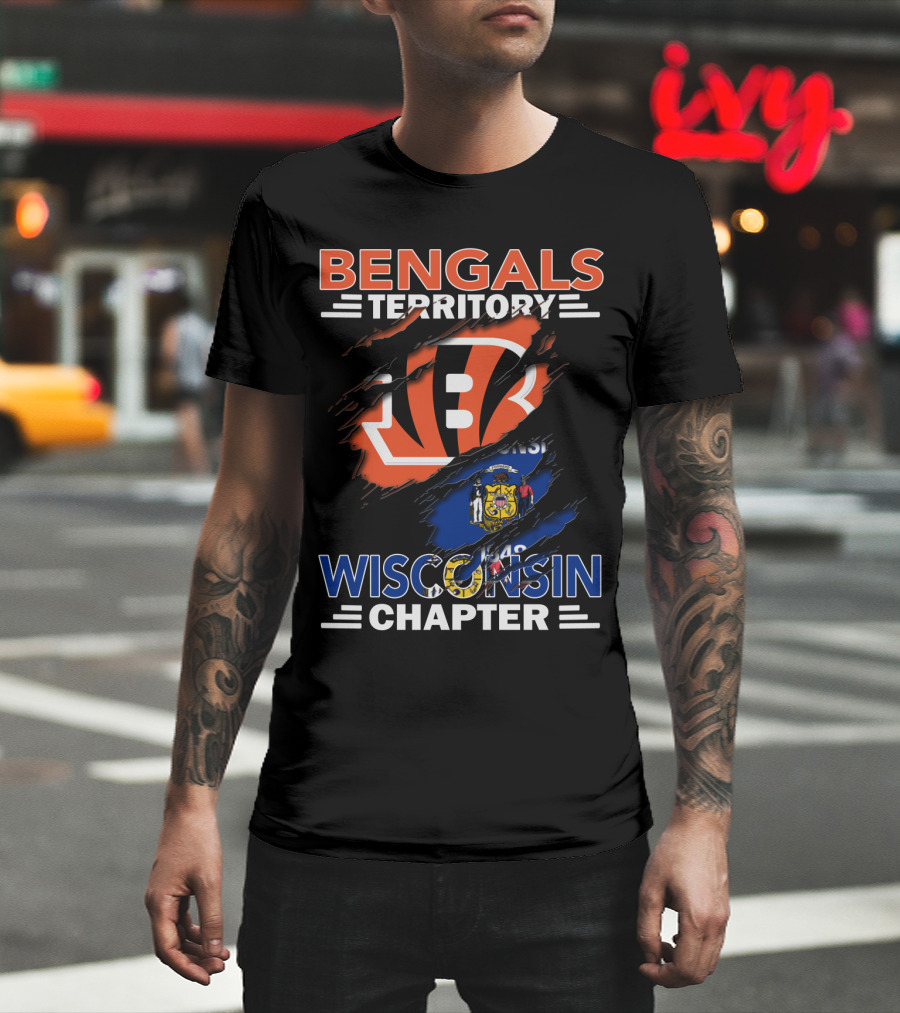 Bengals Territory Wisconsin Chapter With Cincinnati Bengals Logo And Wisconsin State Flag T-Shirt