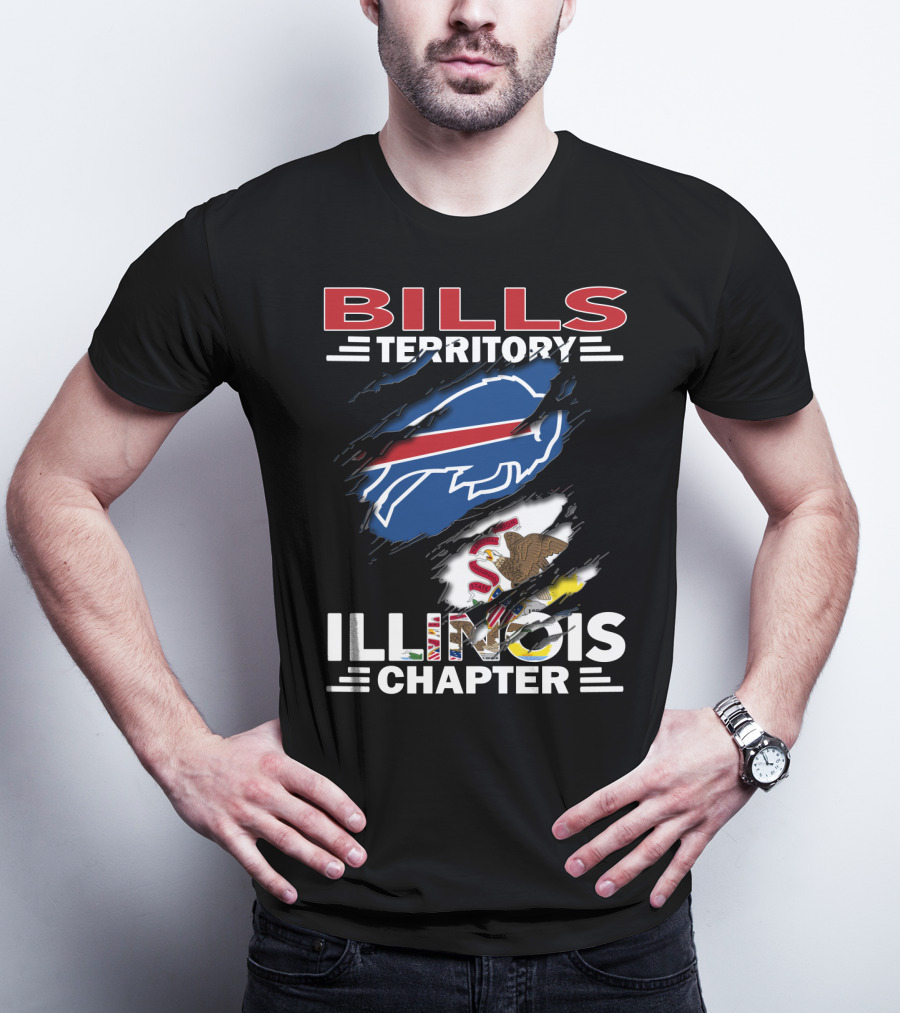 Bills Territory Illinois Chapter Buffalo Logo And Illinois Flag T-Shirt