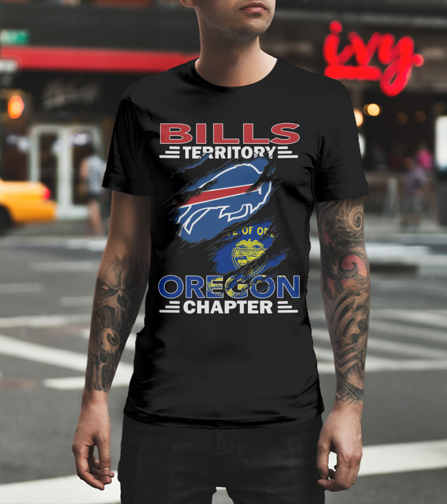 Bills Territory Oregon Chapter Buffalo And State Of Oregon Flag Elements T-Shirt