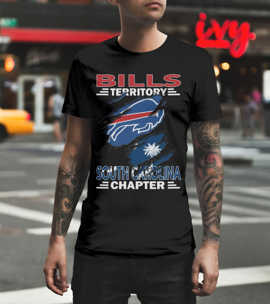 Bills Territory South Carolina Chapter Logo With Palmetto And Buffalo T-Shirt