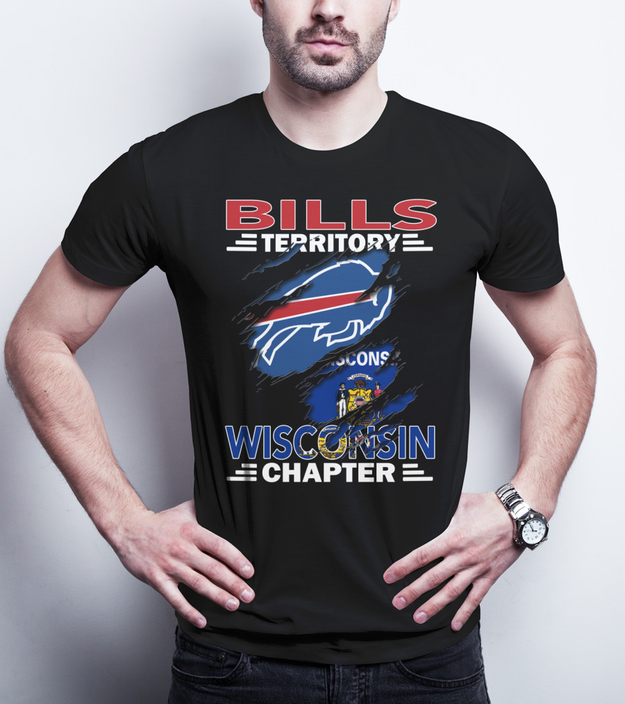 Bills Territory Wisconsin Chapter Logo With Wisconsin Flag Background T-Shirt