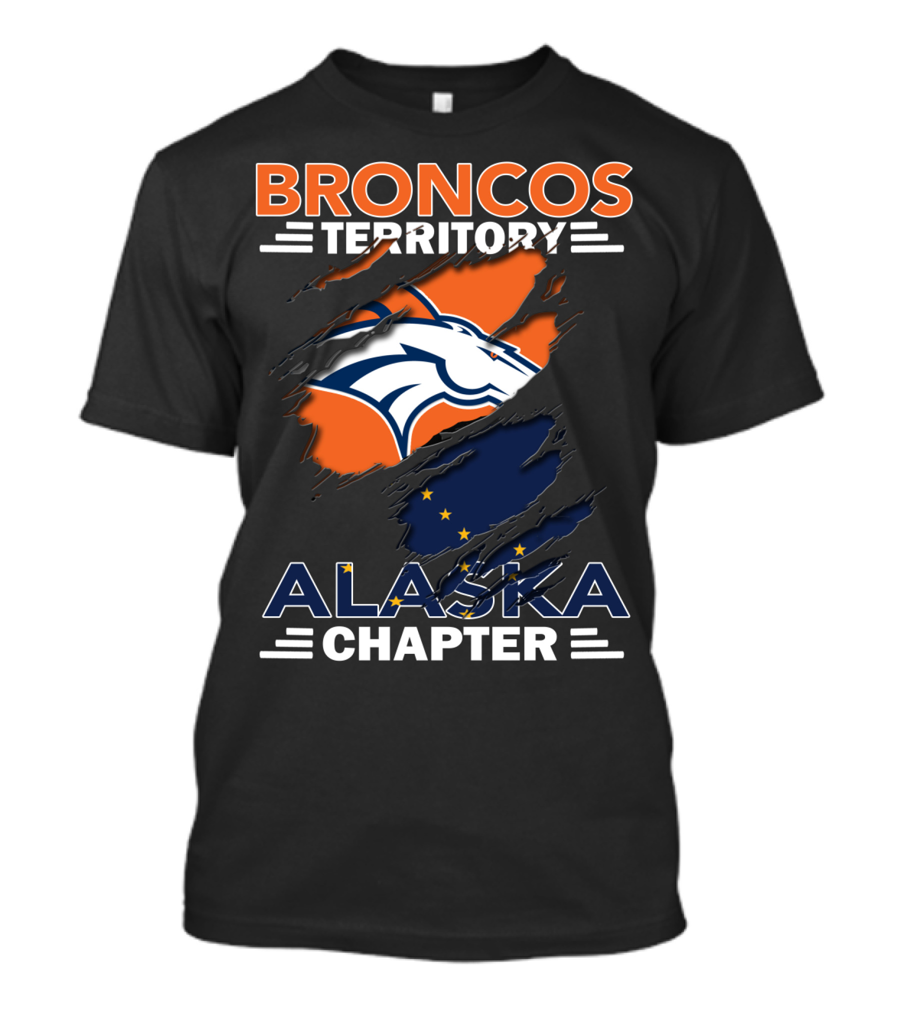 Broncos Territory Alaska Chapter With Iconic Horse Logo And Alaska Flag Elements T-Shirt