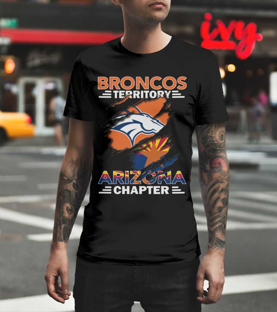 Broncos Territory Arizona Chapter Denver Football Fan Club Logo State Flag T-Shirt