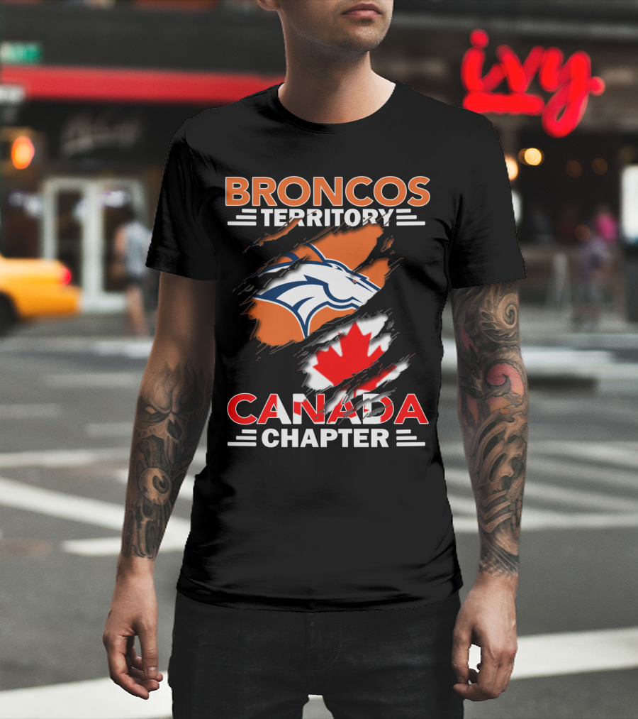 Broncos Territory Canada Chapter Logo With Maple Leaf And Horse Head T-Shirt