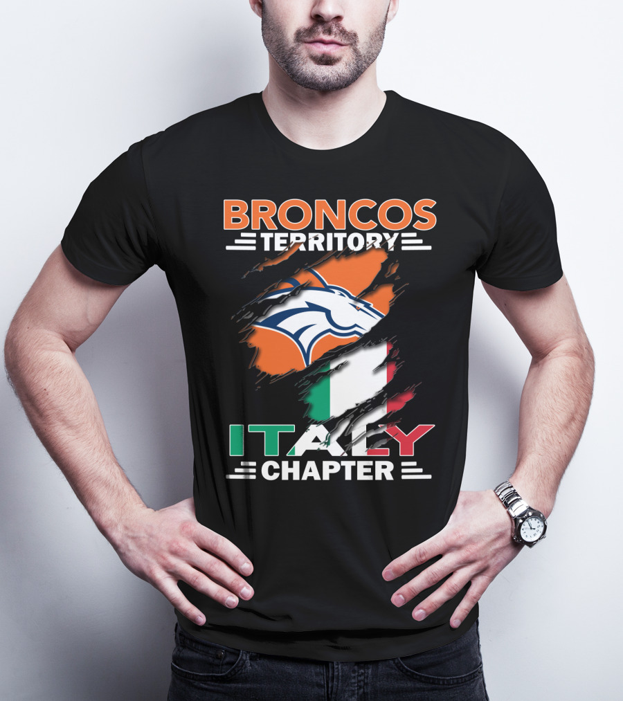 Broncos Territory Italy Chapter Italy Flag Denver T-Shirt