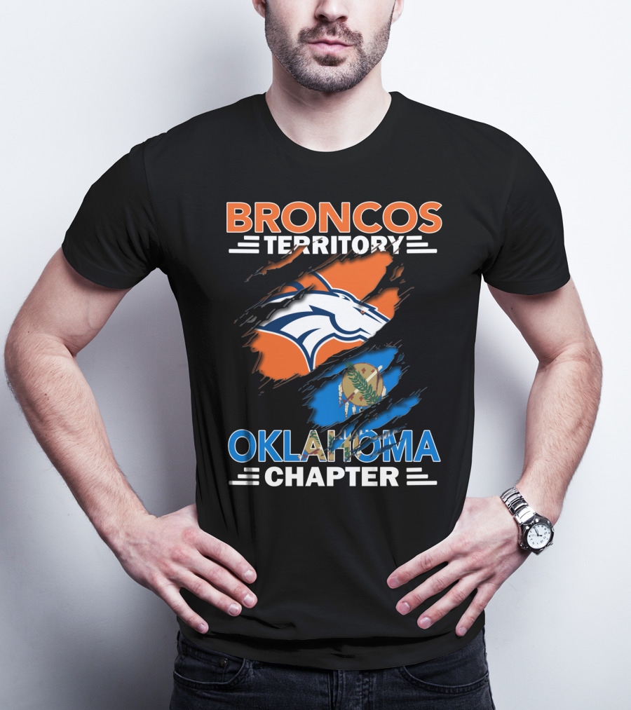 Broncos Territory Oklahoma Chapter NFL Logo And State Flag T-Shirt