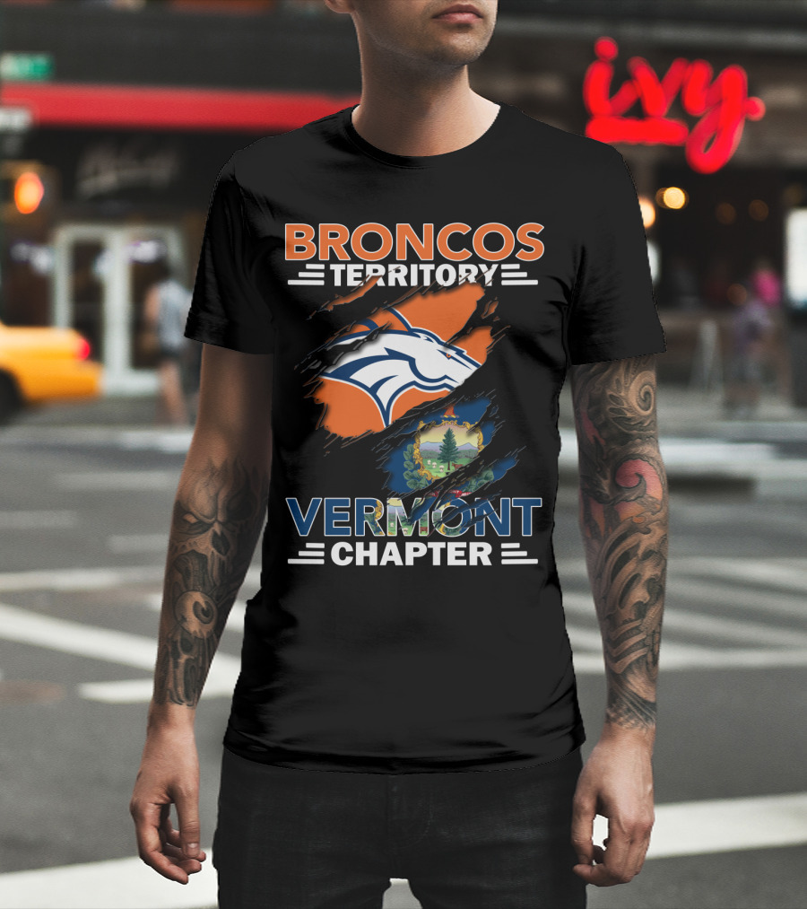 Broncos Territory Vermont Chapter Logo And Vermont Flag Integration T-Shirt