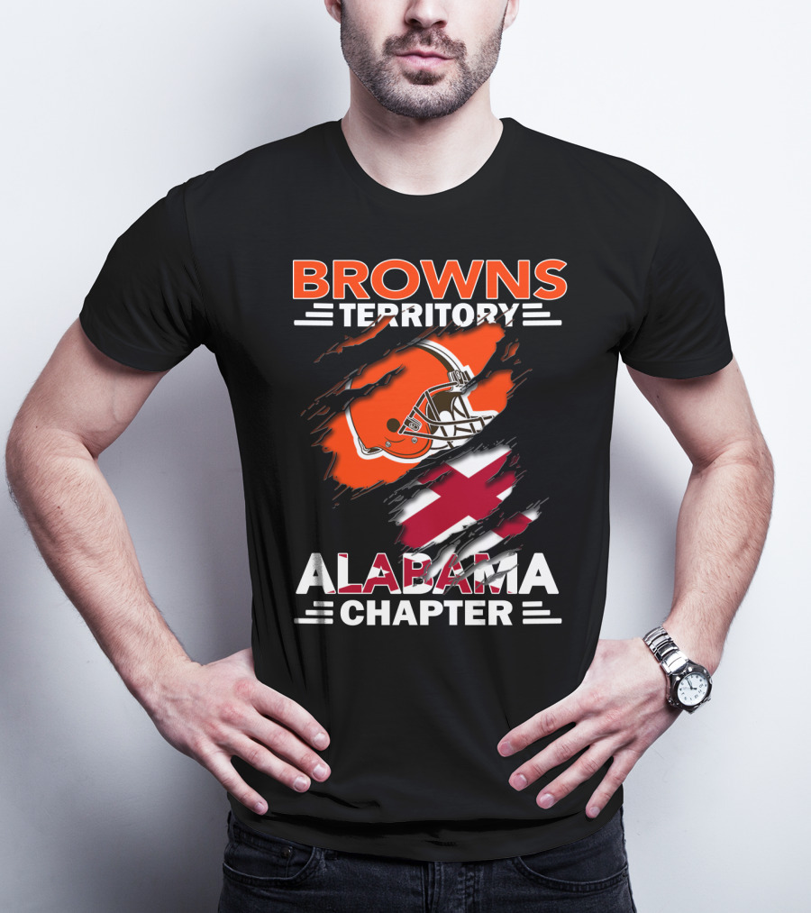 Browns Territory Alabama Chapter Football Helmet And Cross T-Shirt