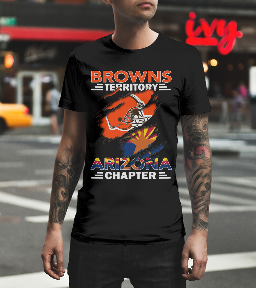 Browns Territory Arizona Chapter Football Helmet Arizona State Flag T-Shirt