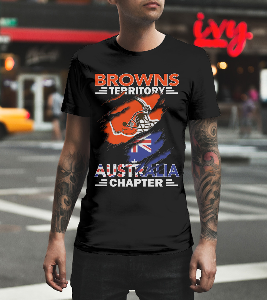 Browns Territory Australia Chapter Helmet With Flag T-Shirt