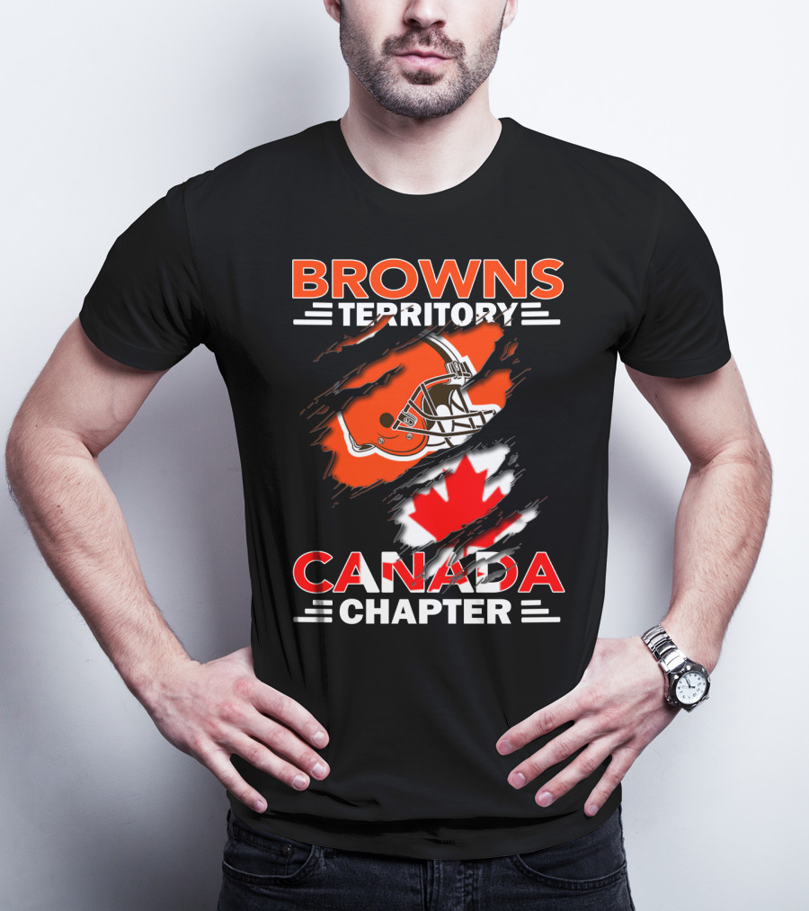 Browns Territory Canada Chapter Helmet And Maple Leaf T-Shirt