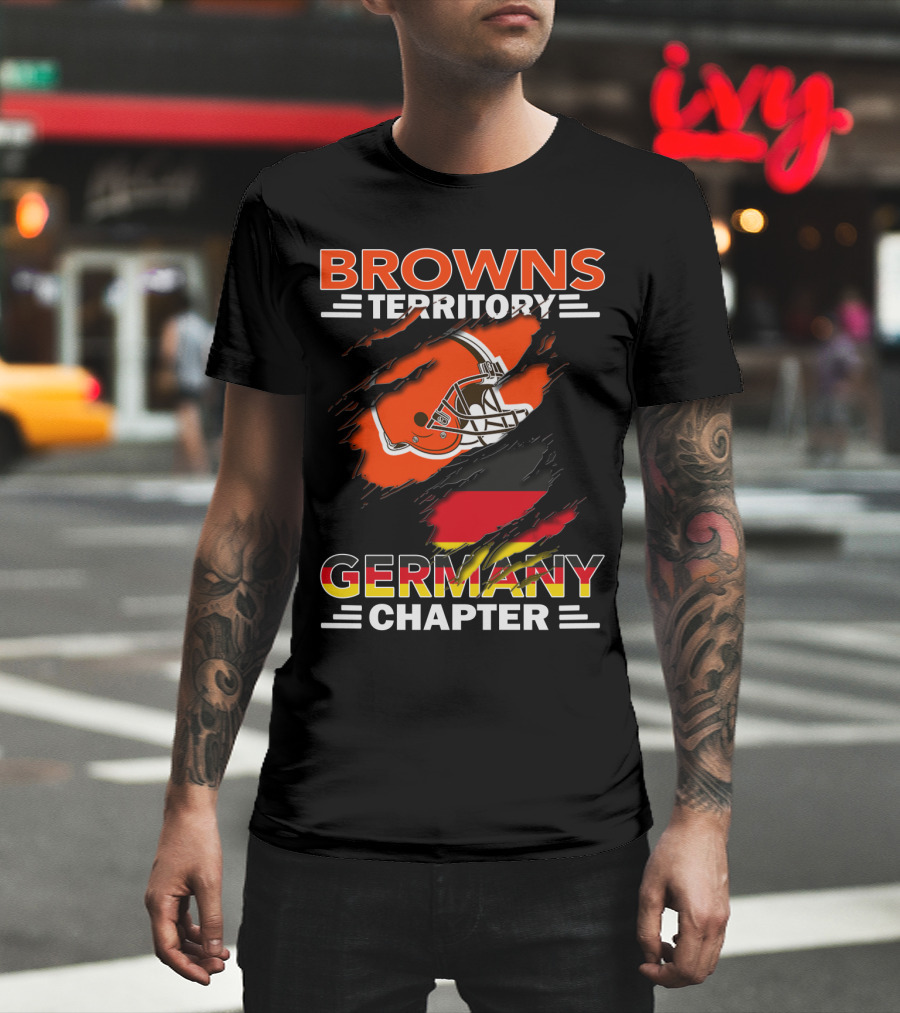 Browns Territory Germany Chapter Helmet And Flag T-Shirt
