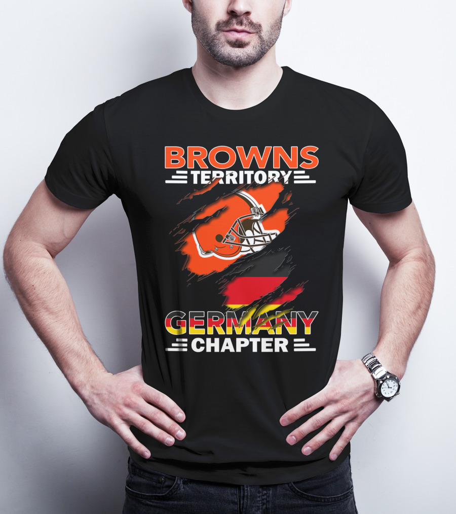 Browns Territory Germany Chapter Helmet And Flag T-Shirt