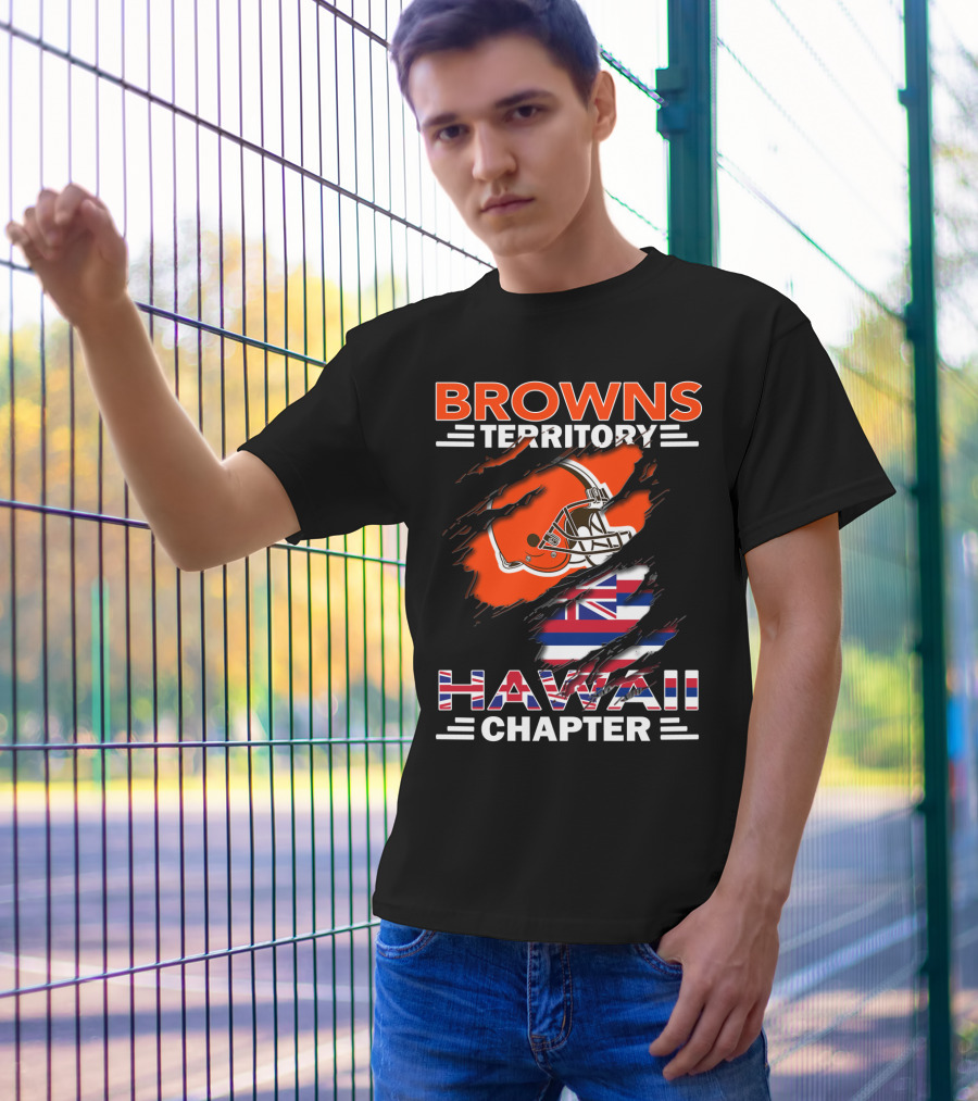 Browns Territory Hawaii Chapter Football Helmet Hawaiian Flag T-Shirt