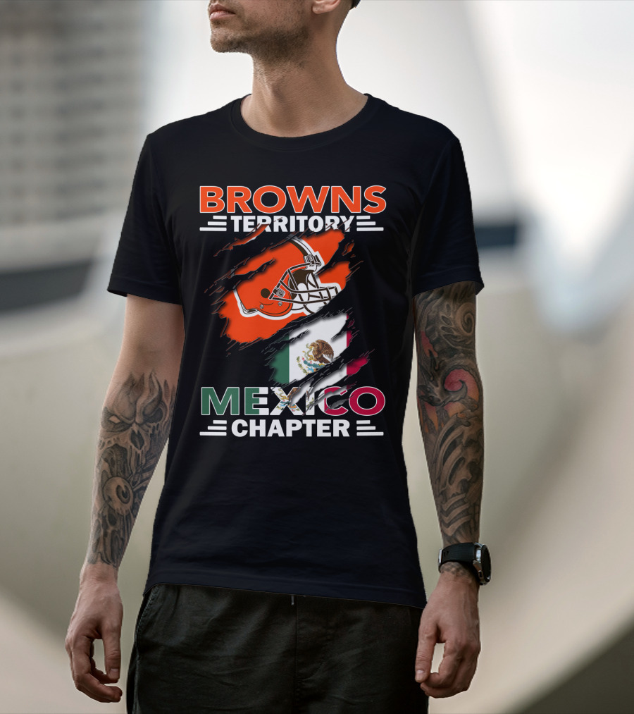 Browns Territory Mexico Chapter Cleveland Football Helmet Mexican Flag T-Shirt